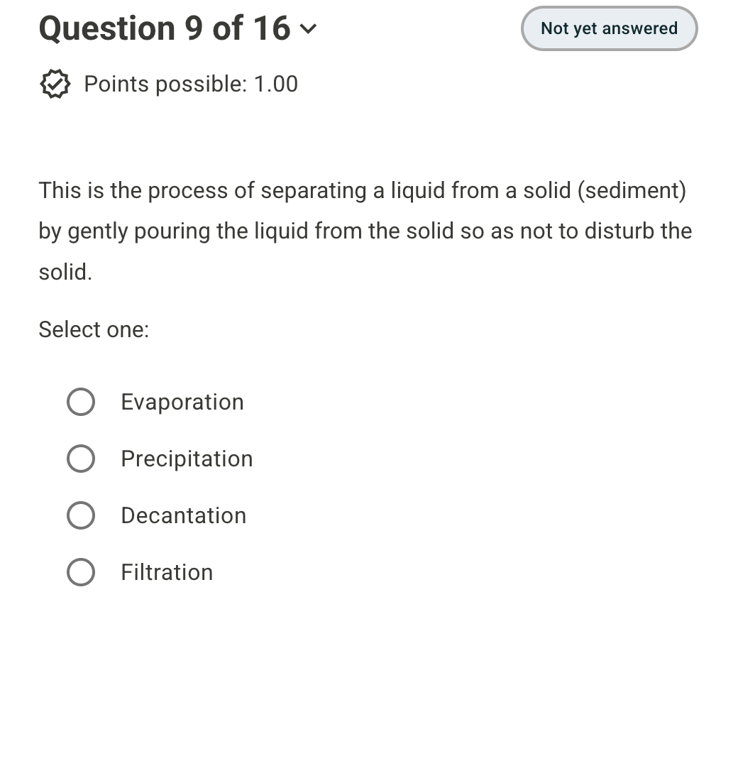 Solved Question 9 ﻿of \( 16 \vee \)Points possible: 1.00This | Chegg.com