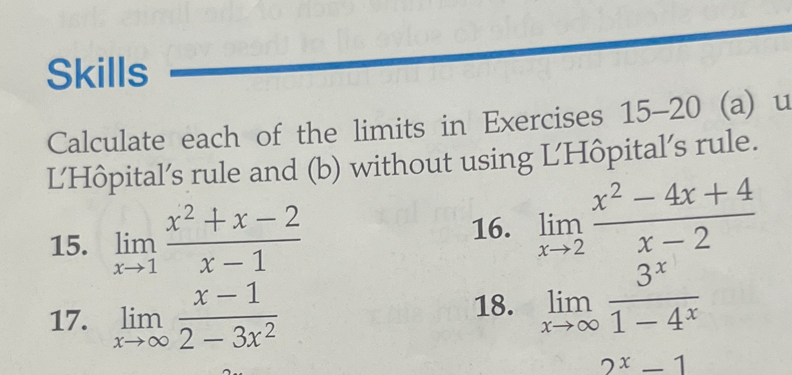 Solved SkillsCalculate each of the limits in Exercises | Chegg.com