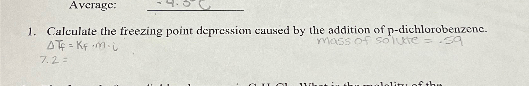 Calculate the freezing point depression caused by the | Chegg.com