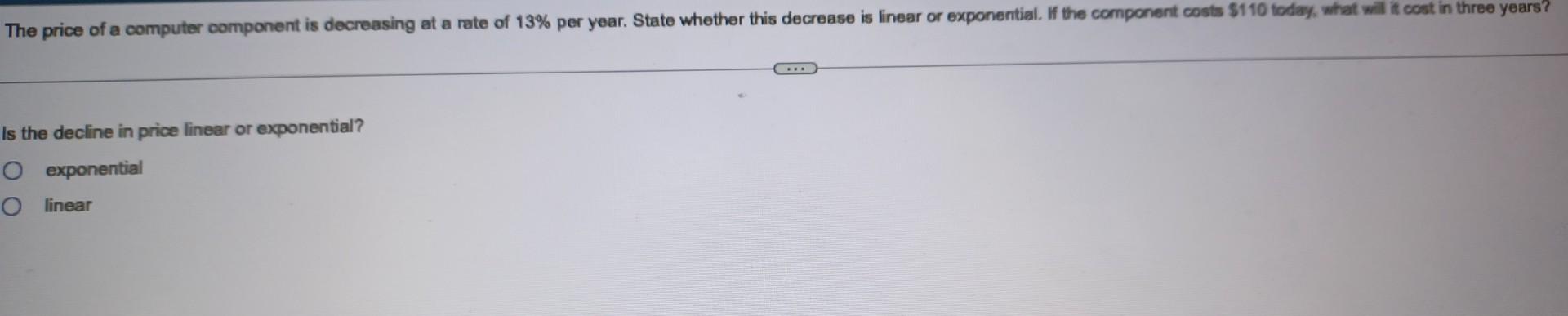 Solved The price of a computer component is decreasing at a | Chegg.com