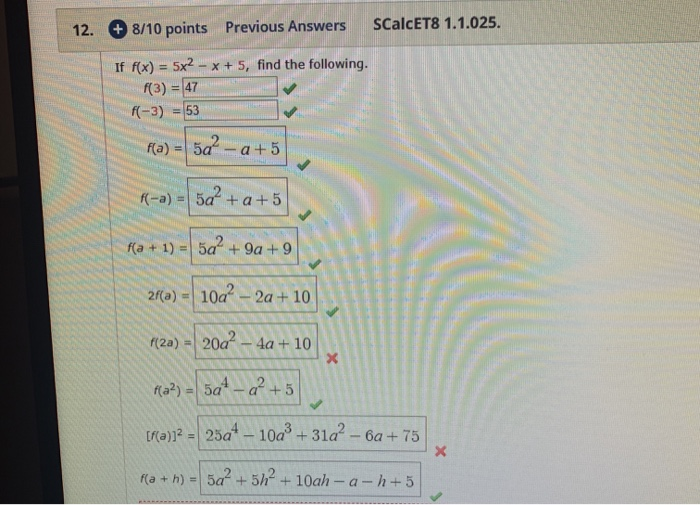 Solved sCalcET8 1.1.025 8/10 points Previous Answers 12. If | Chegg.com