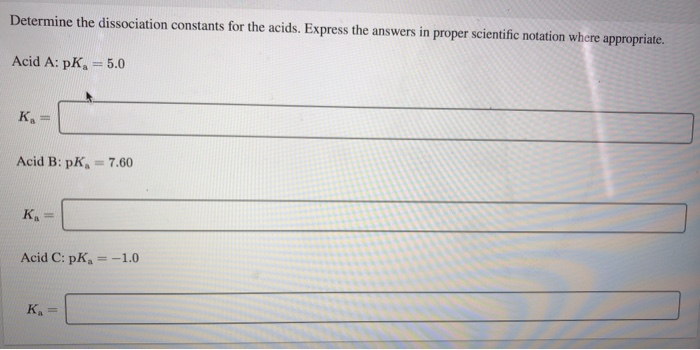 Solved Determine The Dissociation Constants For The Acids