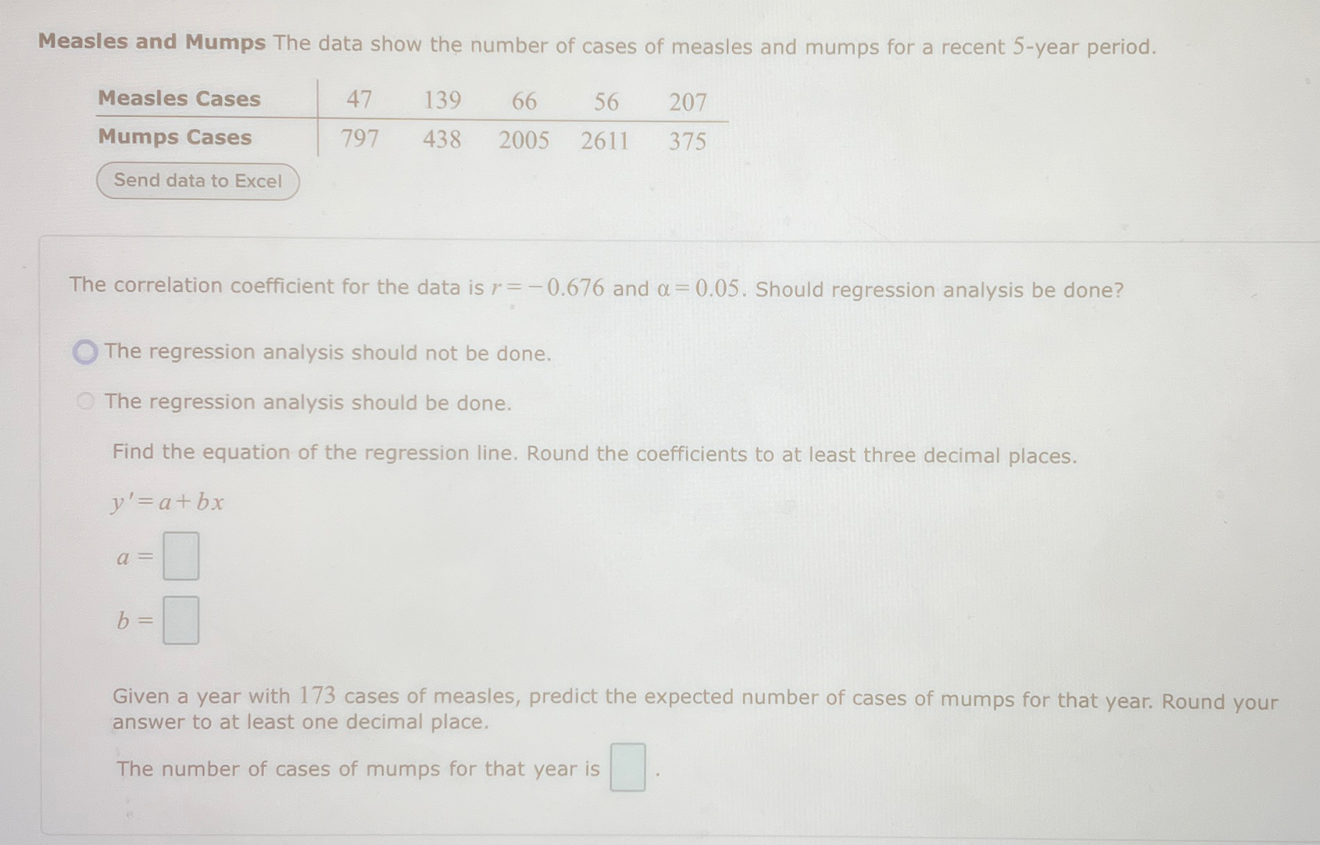 Solved Measles and Mumps The data show the number of cases | Chegg.com