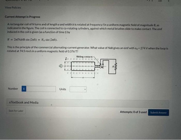 Solved A rectangular coll of N turns and of length a and | Chegg.com