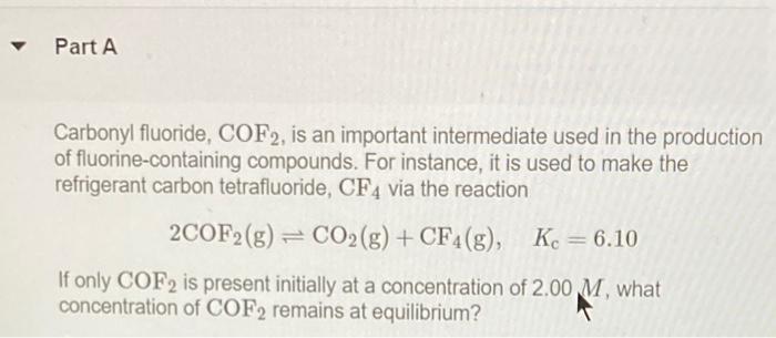 Solved Carbonyl fluoride, COF2, is an important intermediate | Chegg.com