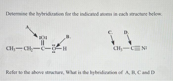 Solved Determine the hybridization for the indicated atoms | Chegg.com