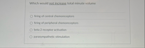 Solved Which would not increase total minute volumefiring of | Chegg.com