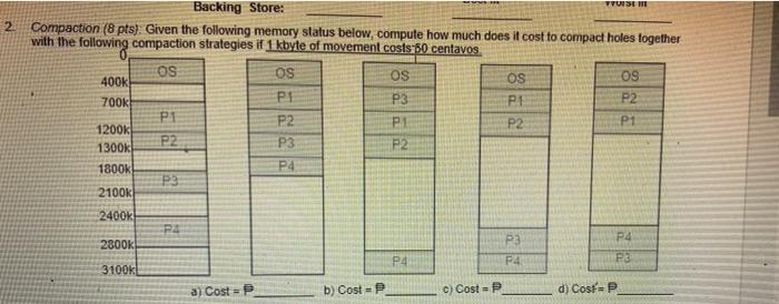Solved Os Backing Store: VUSE 2. Compaction (8 pts). Given | Chegg.com