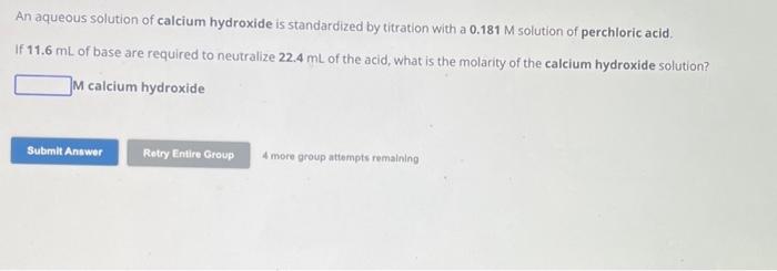 Solved An aqueous solution of calcium hydroxide is | Chegg.com