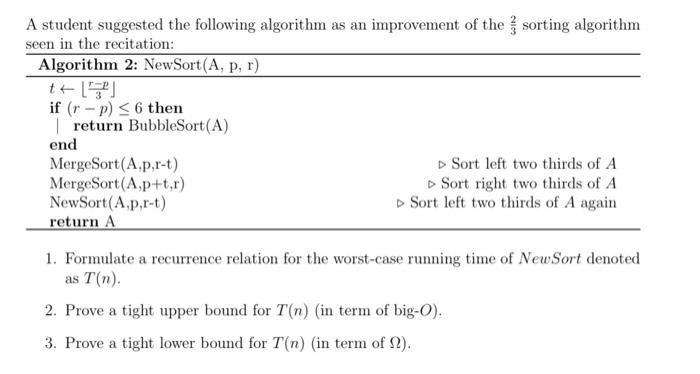 Solved A student suggested the following algorithm as an | Chegg.com