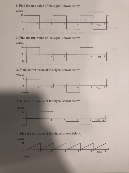 Solved 1. Find the rms value of the signal shown below. | Chegg.com