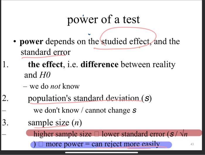 please completely explain the powe of the test and | Chegg.com