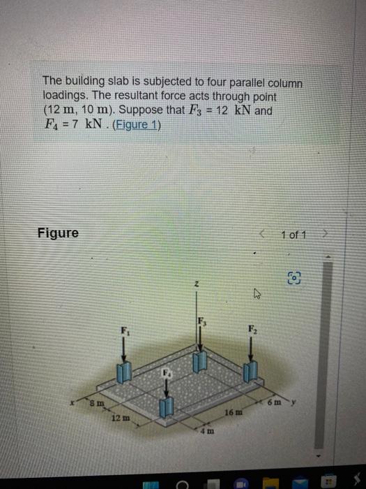[Solved]: The building slab is subjected to four parallel c