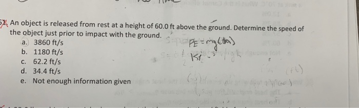 Solved 5x An Object Is Released From Rest At A Height Of