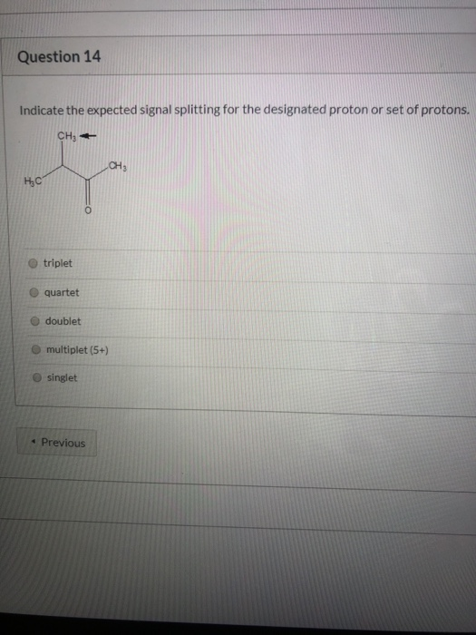 Solved Question 14 Indicate the expected signal splitting | Chegg.com
