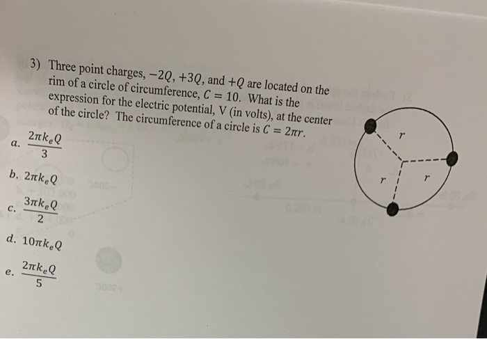 Solved 3) Three point charges,-2Q, +3Q, and +Q are located | Chegg.com