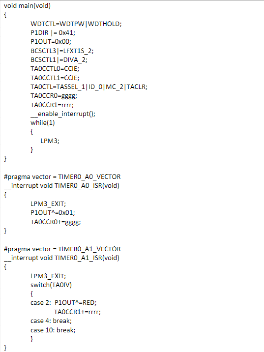 Solved void main(void){WDTCTL=WDTPW |WDTHOLD;P1DIR | Chegg.com
