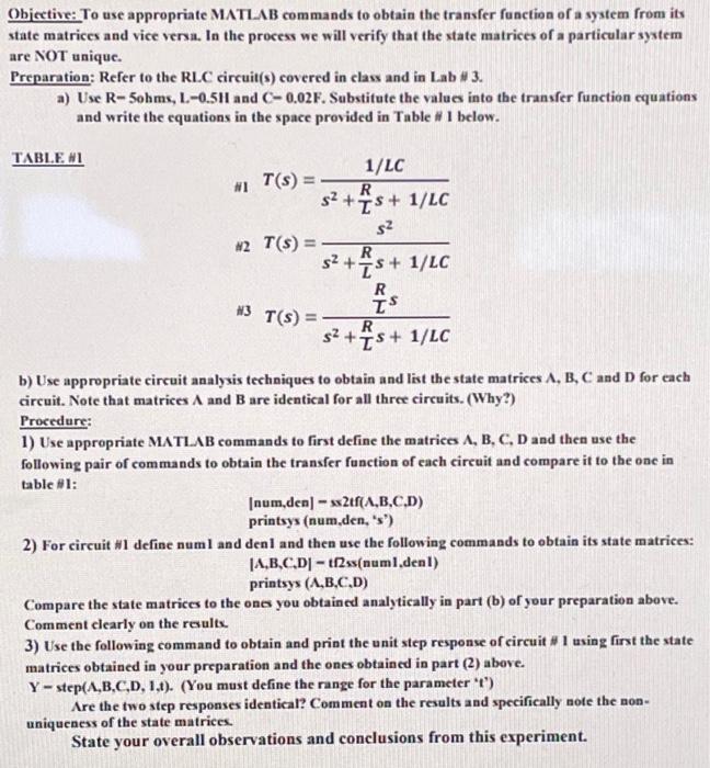 Solved Obictive To Use Appropriate Matlab Commands To 4246