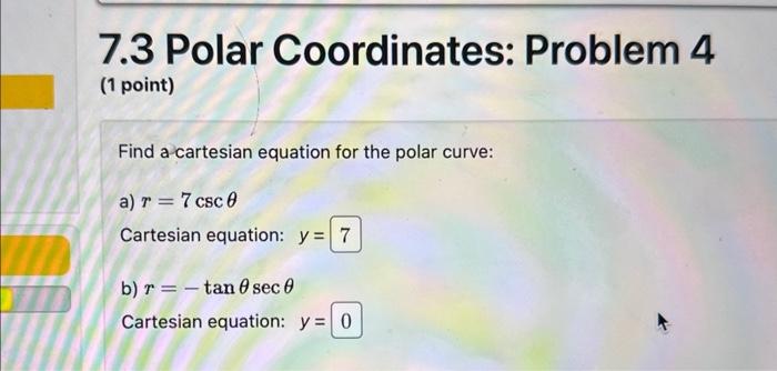 Solved Find a cartesian equation for the polar curve: a) | Chegg.com