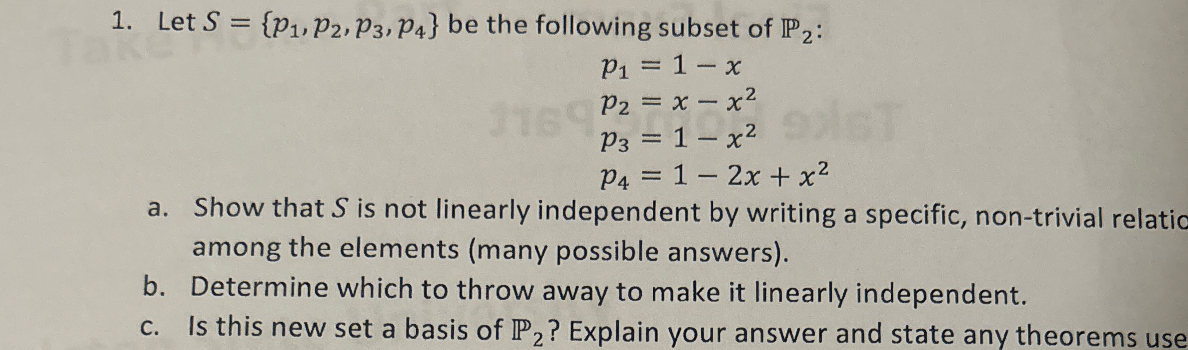 Solved Let S={p1,p2,p3,p4} ﻿be the following subset of P2 | Chegg.com