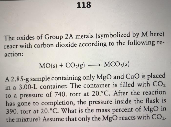 Solved 118 The oxides of Group 2A metals (symbolized by M | Chegg.com