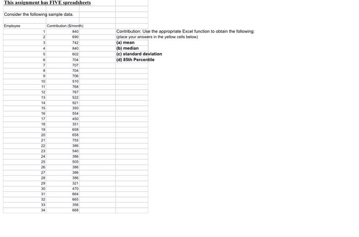 Solved This assignment has FIVE spreadsheets Summarize | Chegg.com