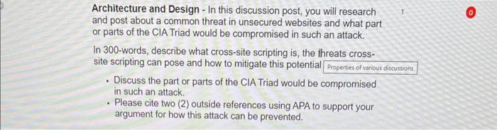Solved Architecture and Design - In this discussion post, | Chegg.com