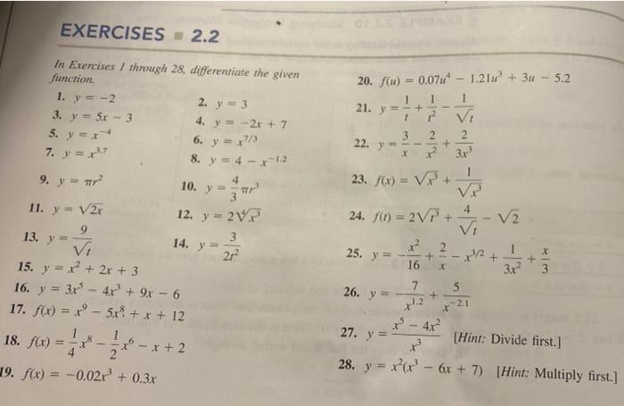 Solved EXERCISES 2.2 1 1 In Exercises / through 28. | Chegg.com