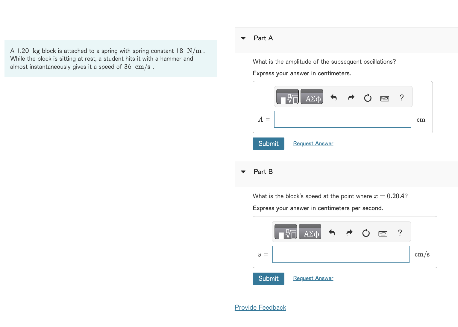 Solved A 1.20kg ﻿block is attached to a spring with spring | Chegg.com