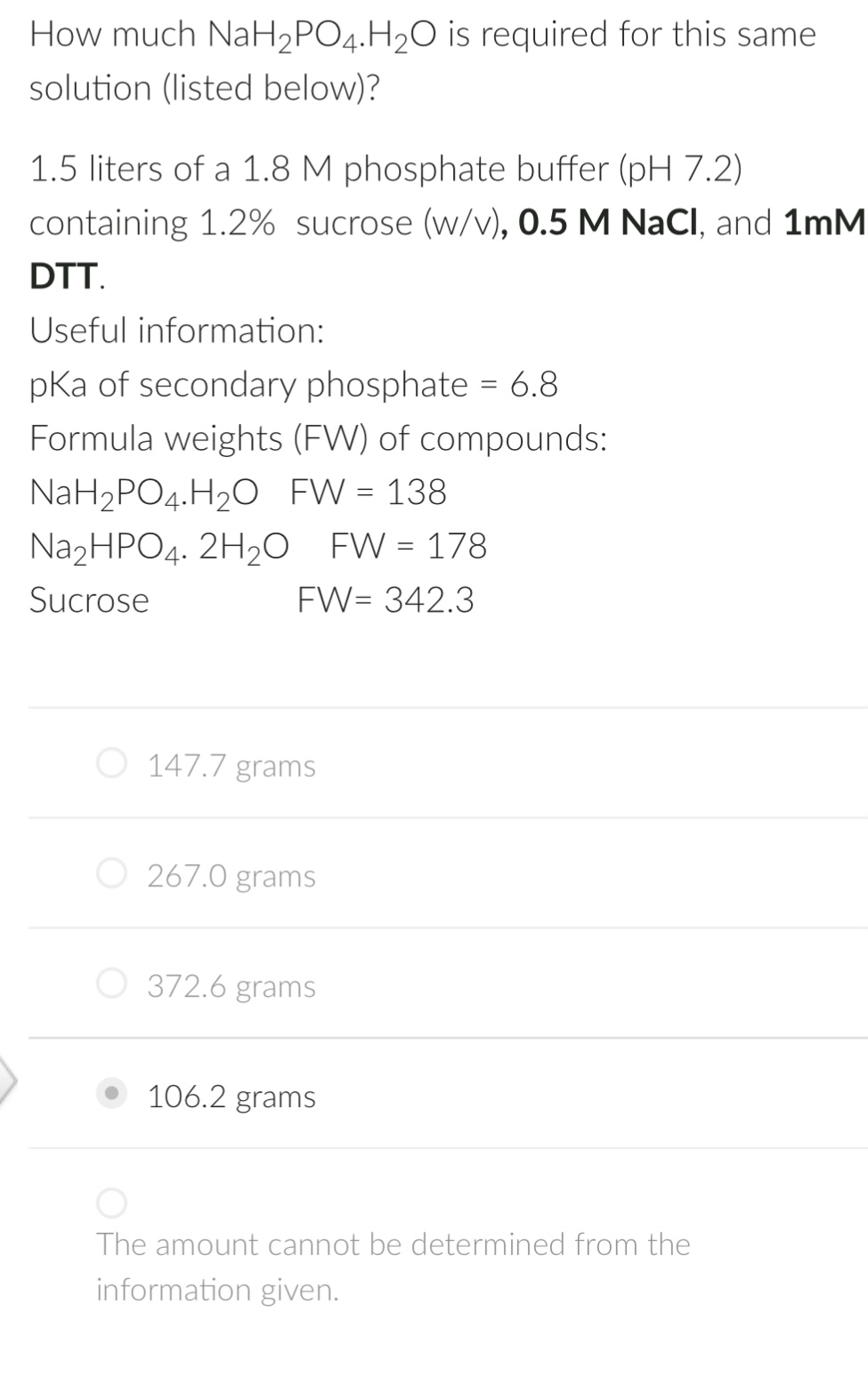Solved How much NaH2PO4*H2O ﻿is required for this same | Chegg.com