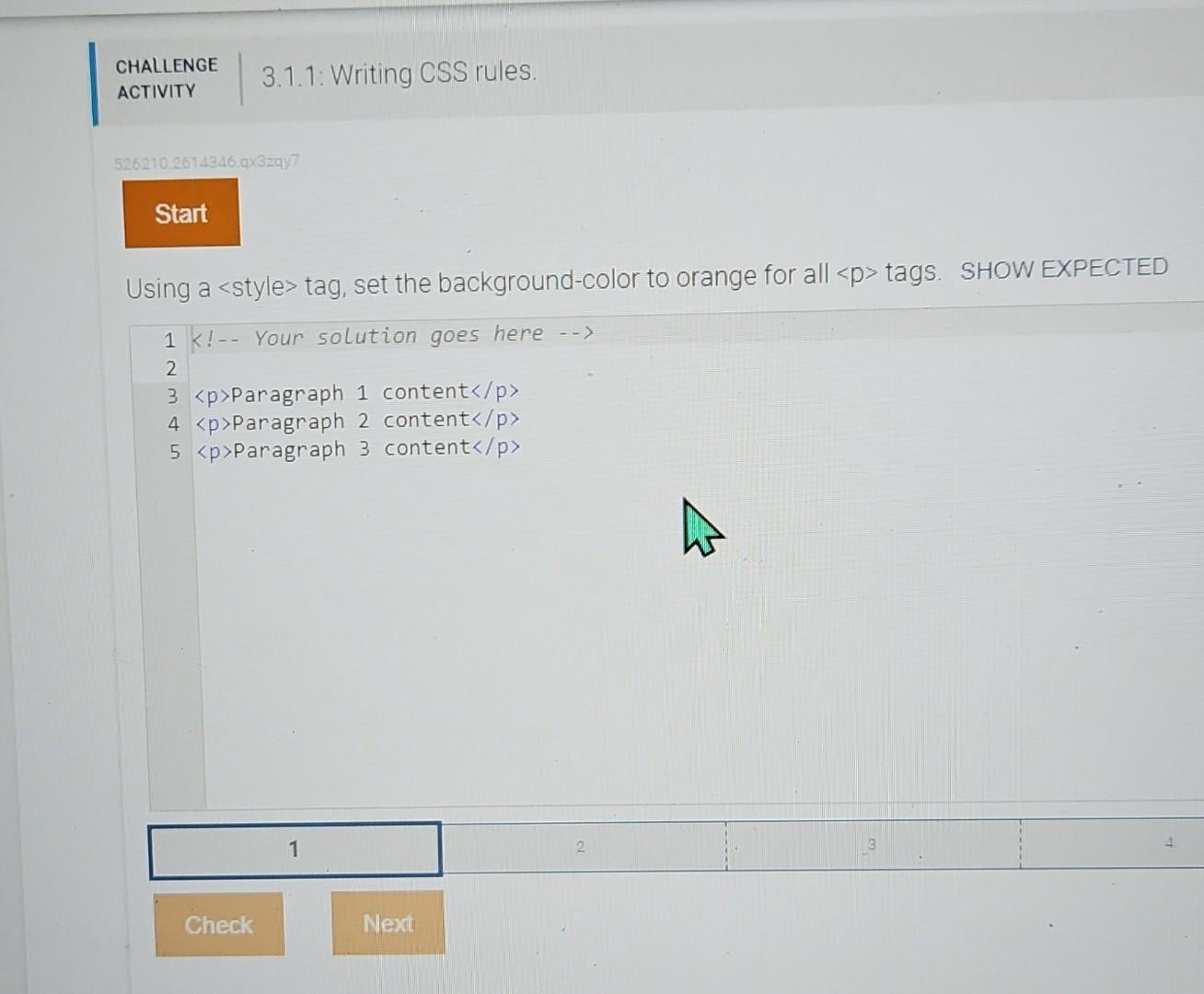 Solved Using a tag, set the background-color to | Chegg.com
