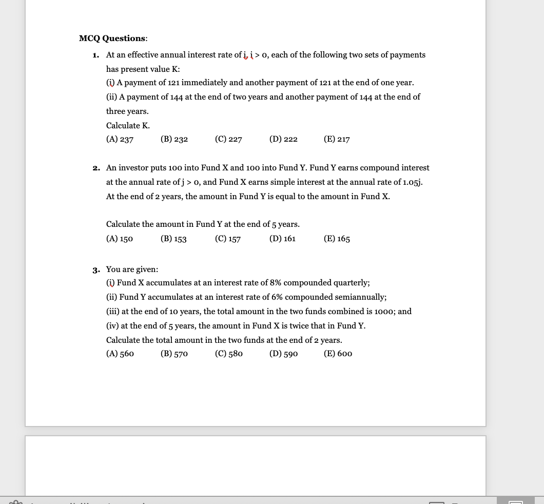 Solved MCQ Questions:At an effective annual interest rate of | Chegg.com