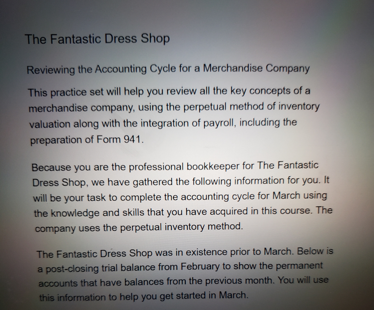 Solved The Fantastic Dress ShopReviewing the Accounting | Chegg.com