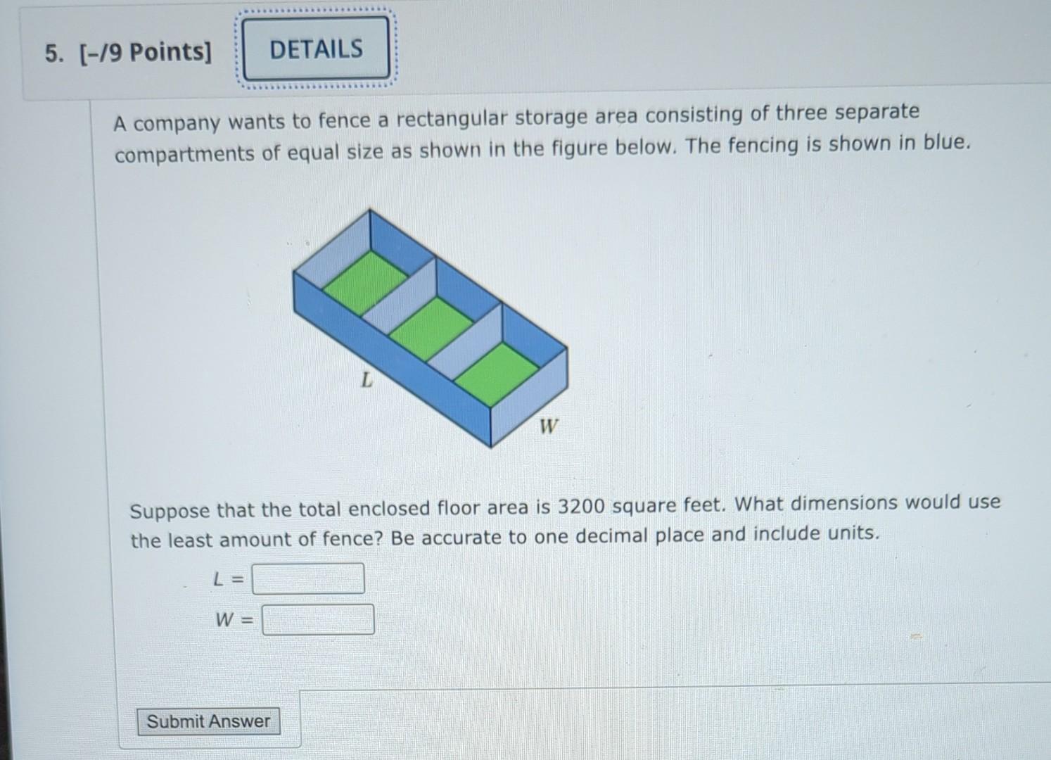 Solved A company wants to fence a rectangular storage area | Chegg.com