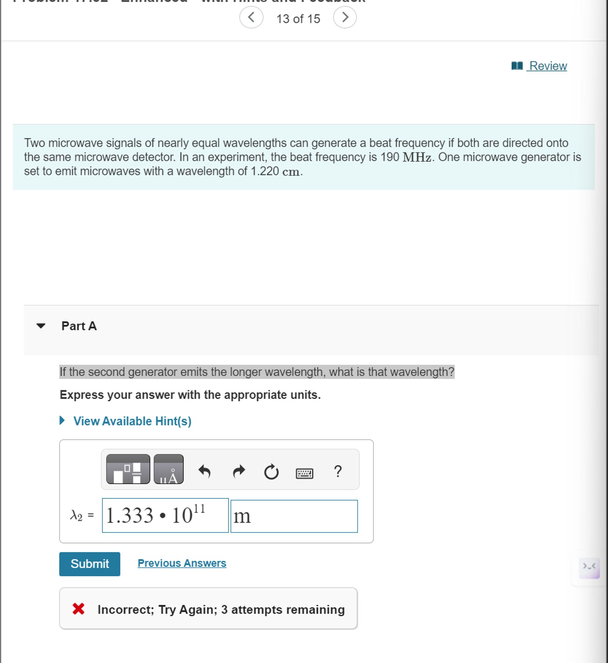 Solved Two microwave signals of nearly equal wavelengths can | Chegg.com