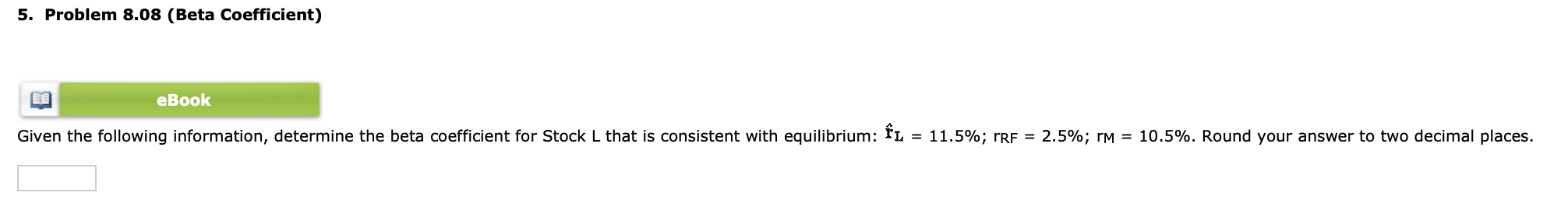 Solved Problem 8.08 (Beta ﻿Coefficient)Given the following | Chegg.com