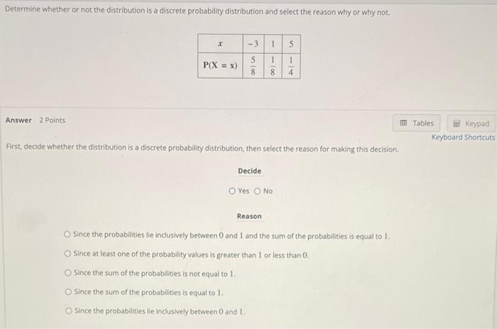 Solved Determine whether or not the distribution is a | Chegg.com