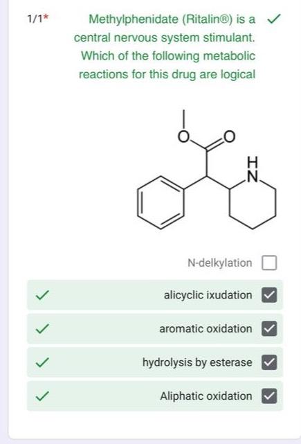 Solved Methylphenidate (Ritalin (8) ﻿is a central nervous | Chegg.com