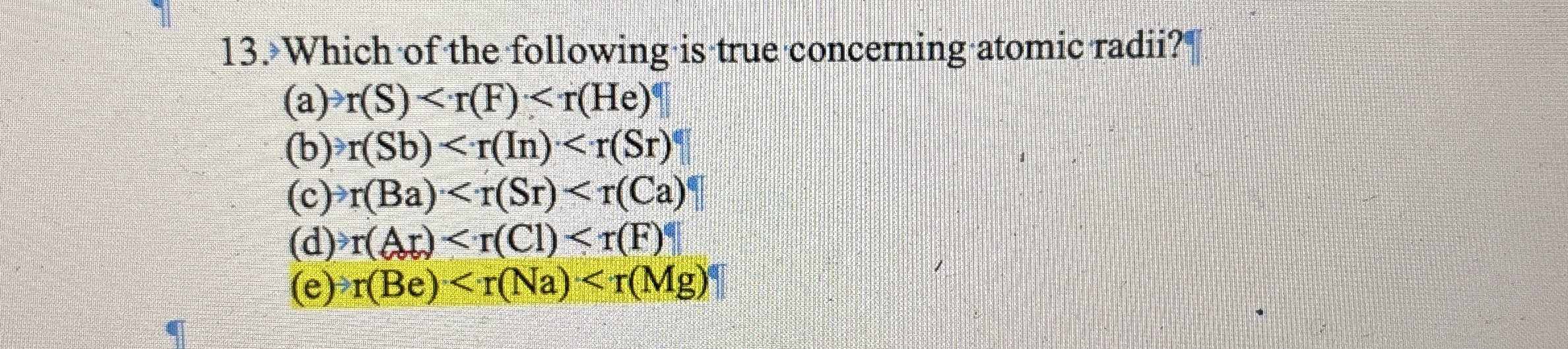 Solved Which of the following is true concerning atomic | Chegg.com