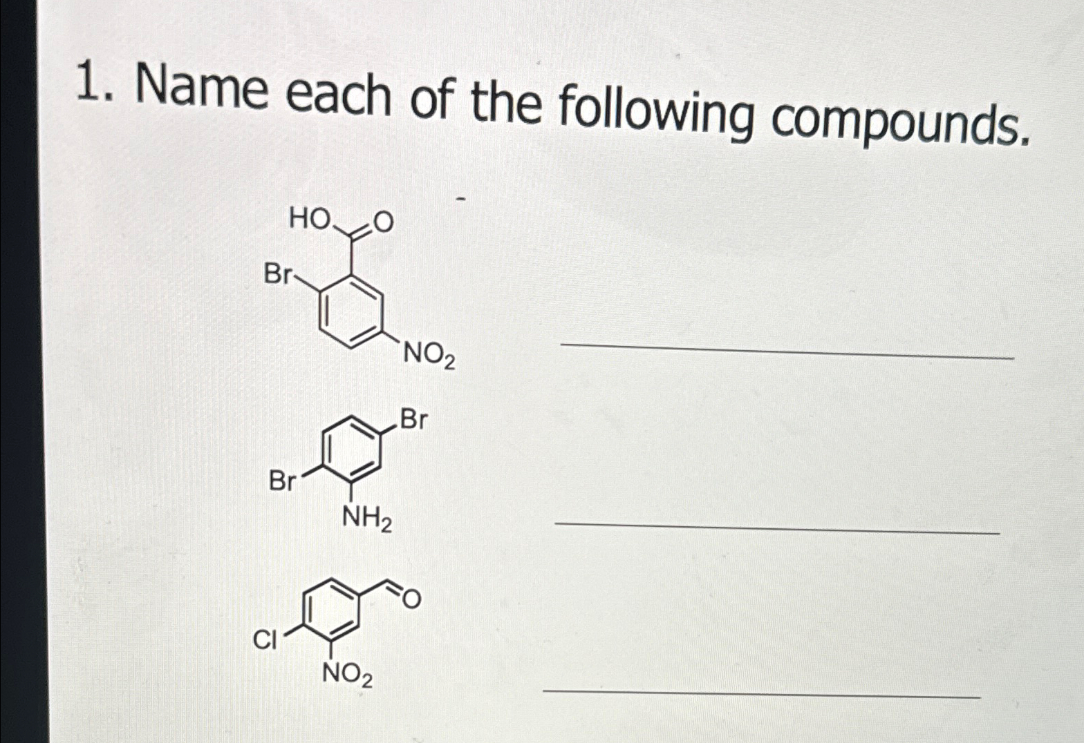 Solved Name each of the following compounds. | Chegg.com