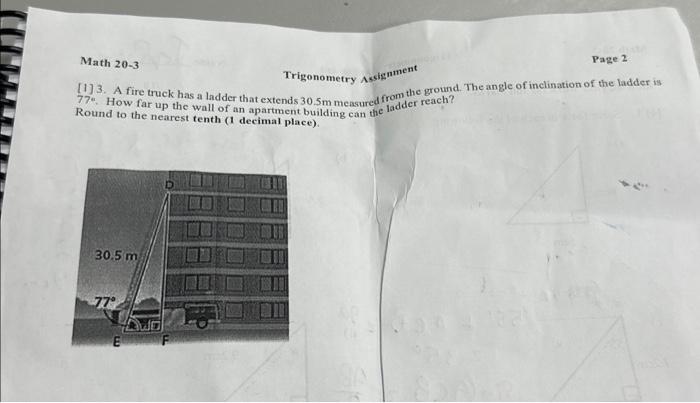 Solved Trigonometry Assignment [1] 3. A fire truck has a | Chegg.com
