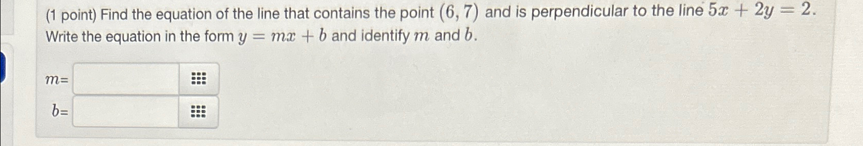 Solved ( 1 ﻿point) ﻿Find the equation of the line that | Chegg.com