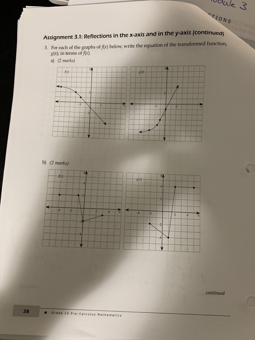 Solved 3 TIONS Assignment 3.1: Reflections in the x-axis and | Chegg.com