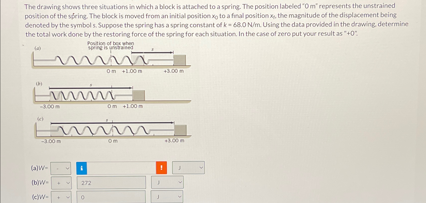 Solved The drawing shows three situations in which a block | Chegg.com