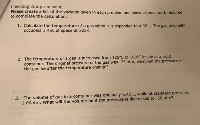 Solved Checking Comprehension Please create a list of the | Chegg.com