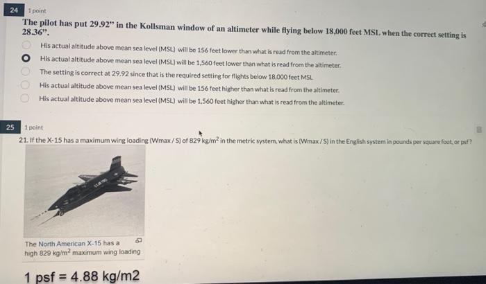 Solved The pilot has put 29.92 " in the Kollsman window of | Chegg.com