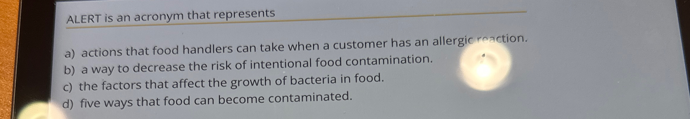 Solved ALERT is an acronym that representsa) ﻿actions that | Chegg.com