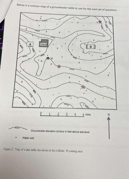 Below is a contour map of a groundwater table to use | Chegg.com