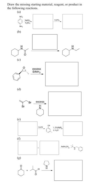 Solved Draw the missing starting material, reagent, or | Chegg.com