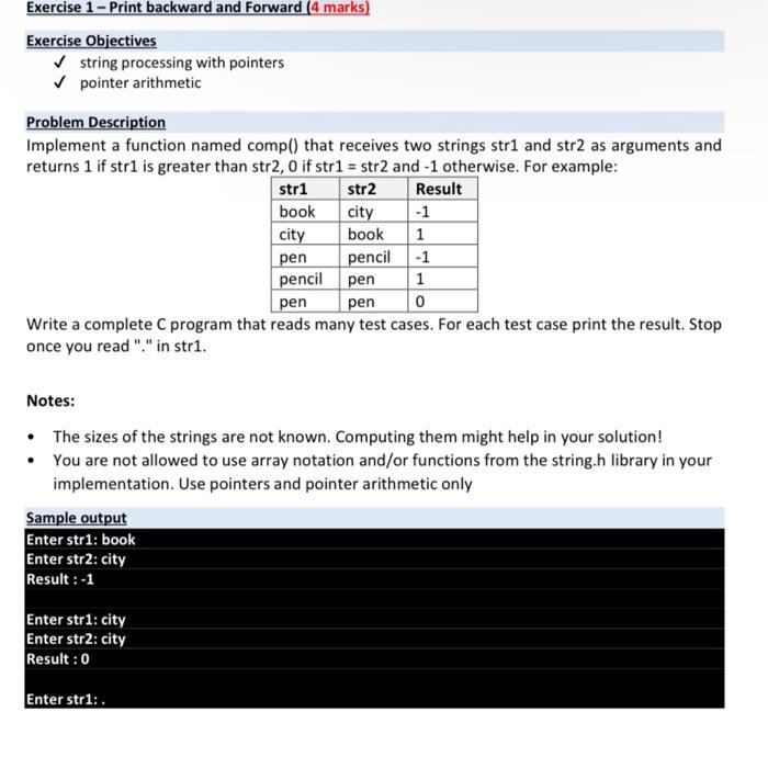 Solved Exercise 1- Print backward and Forward (4 marks) | Chegg.com